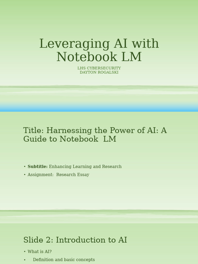 Module 13 or 14 Leveraging AI With Notebook LM SLIDES | PDF ...