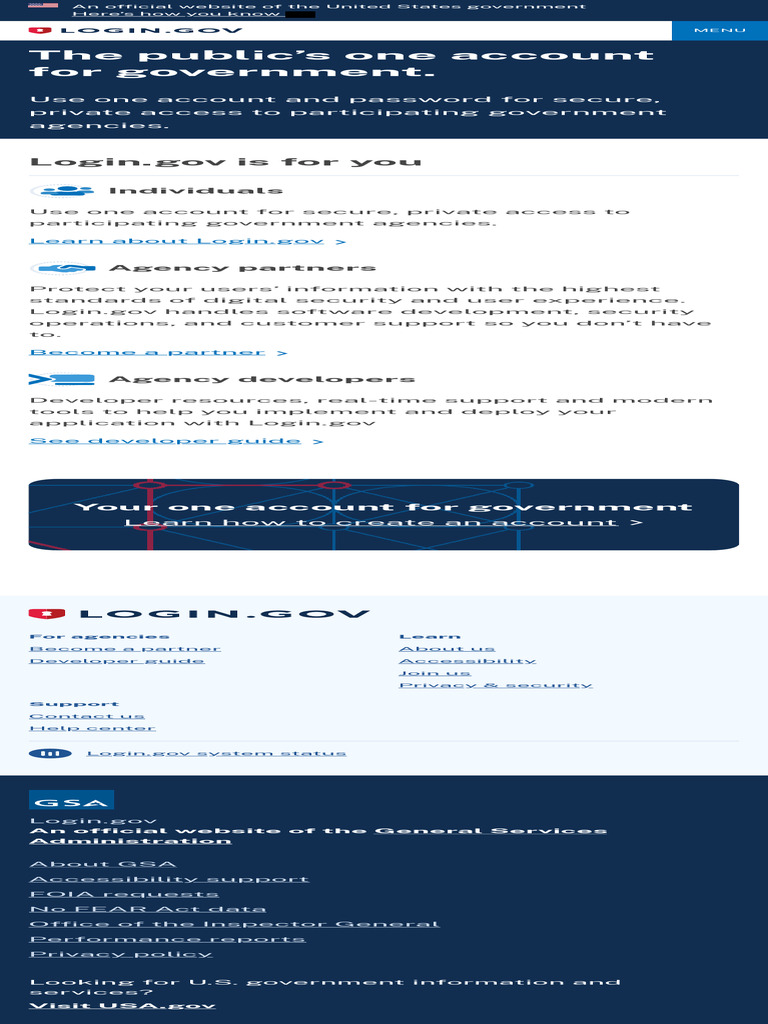 The Public's One Account For Government. Login - Gov | PDF