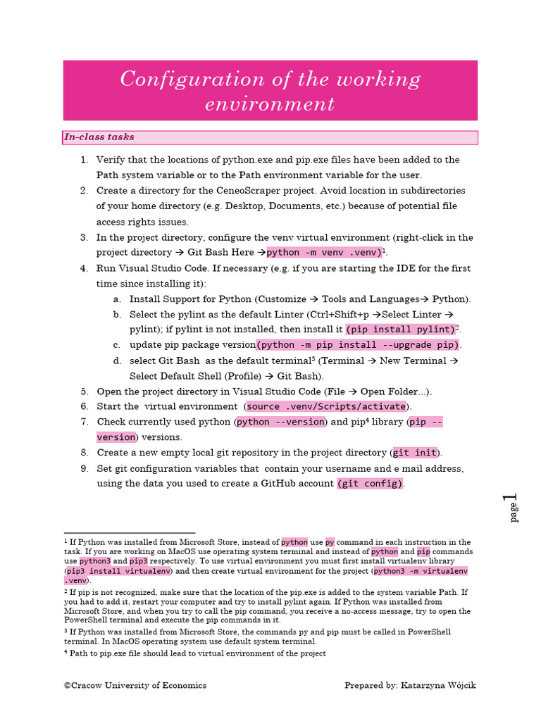 Working Environment - Tasks | PDF | Directory (Computing) | Python (Programming Language)