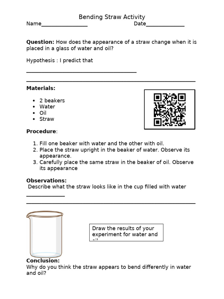 Bending Straw Activity | PDF