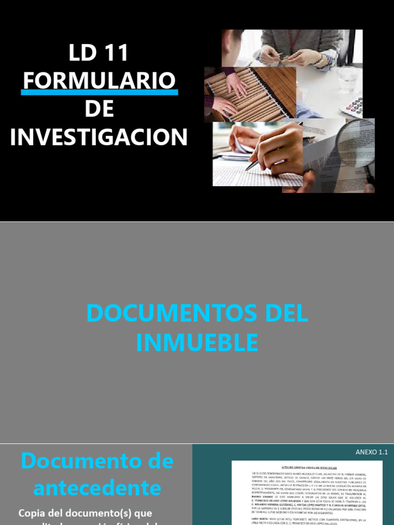 LD 11 FORMULARIO DE INVESTIGACION ( Ejemplos) | PDF | Propiedad | Sistema de información geográfica
