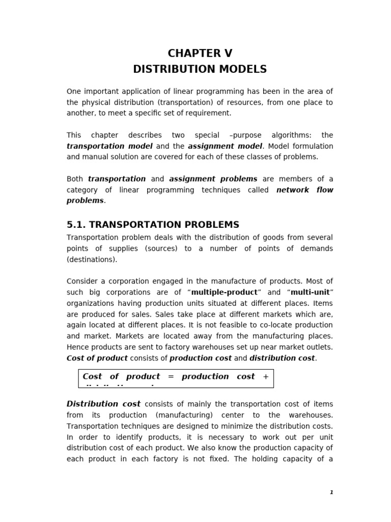 OR Transportation and Assignment Models | PDF | Mathematical Optimization | Linear Programming