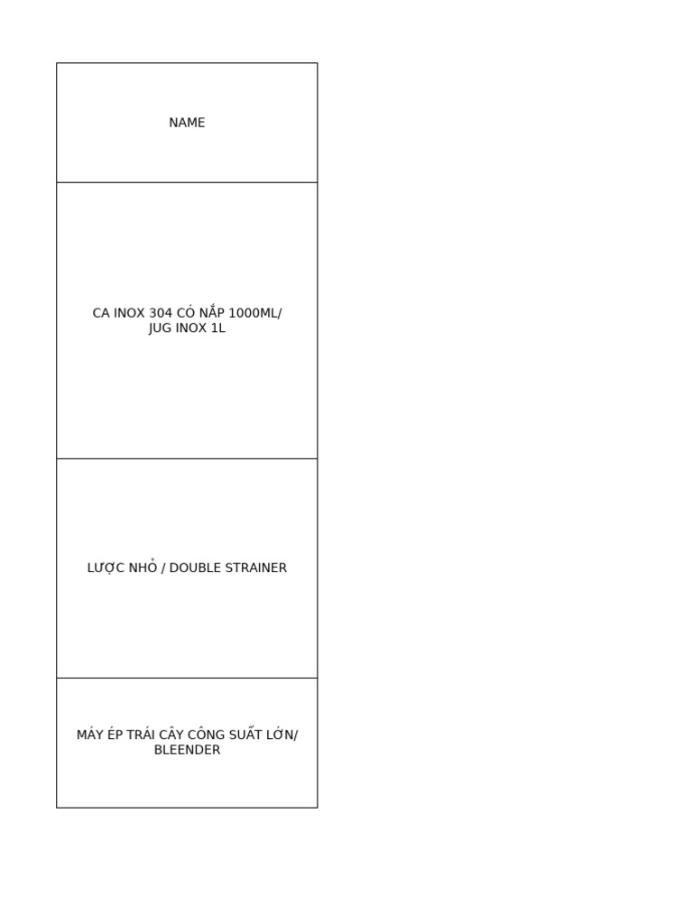 Order List For Bar | PDF