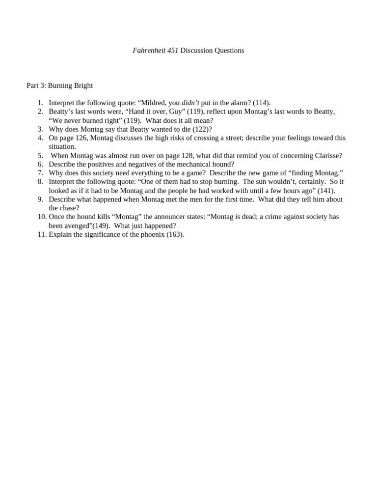 Burning Bright Questions | PDF