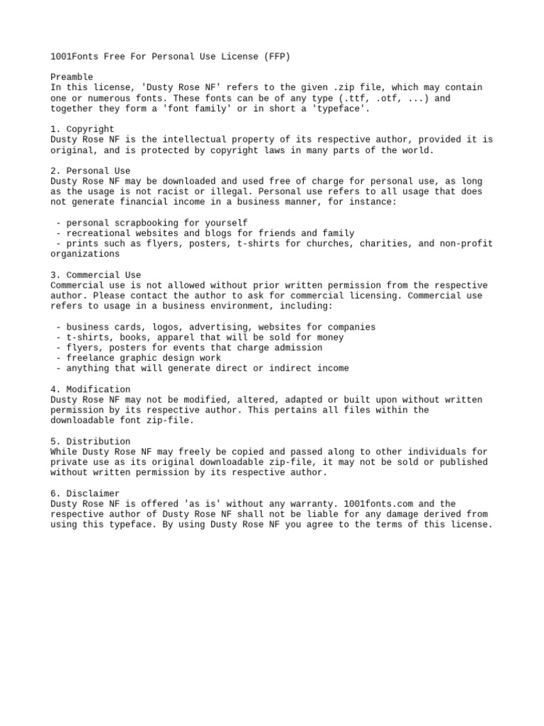 1001fonts Dustyrose Eula | PDF