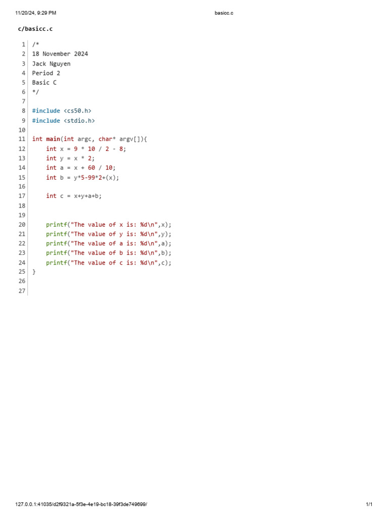Basic C Program Example | PDF