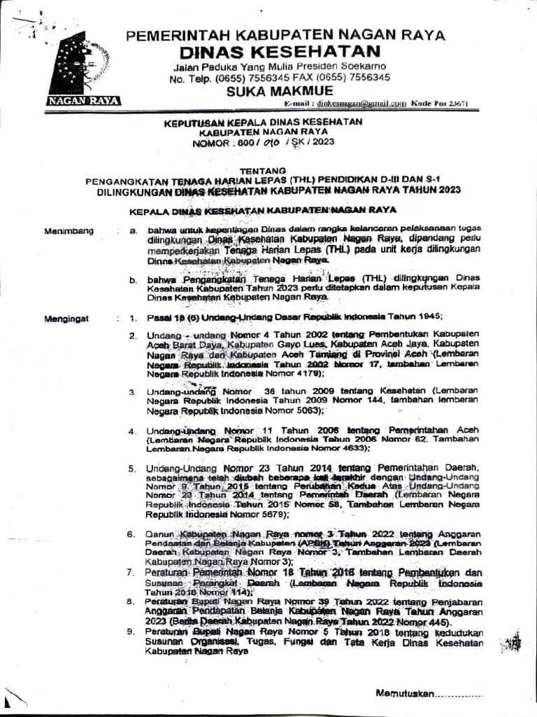 Contoh SK Honorer | PDF