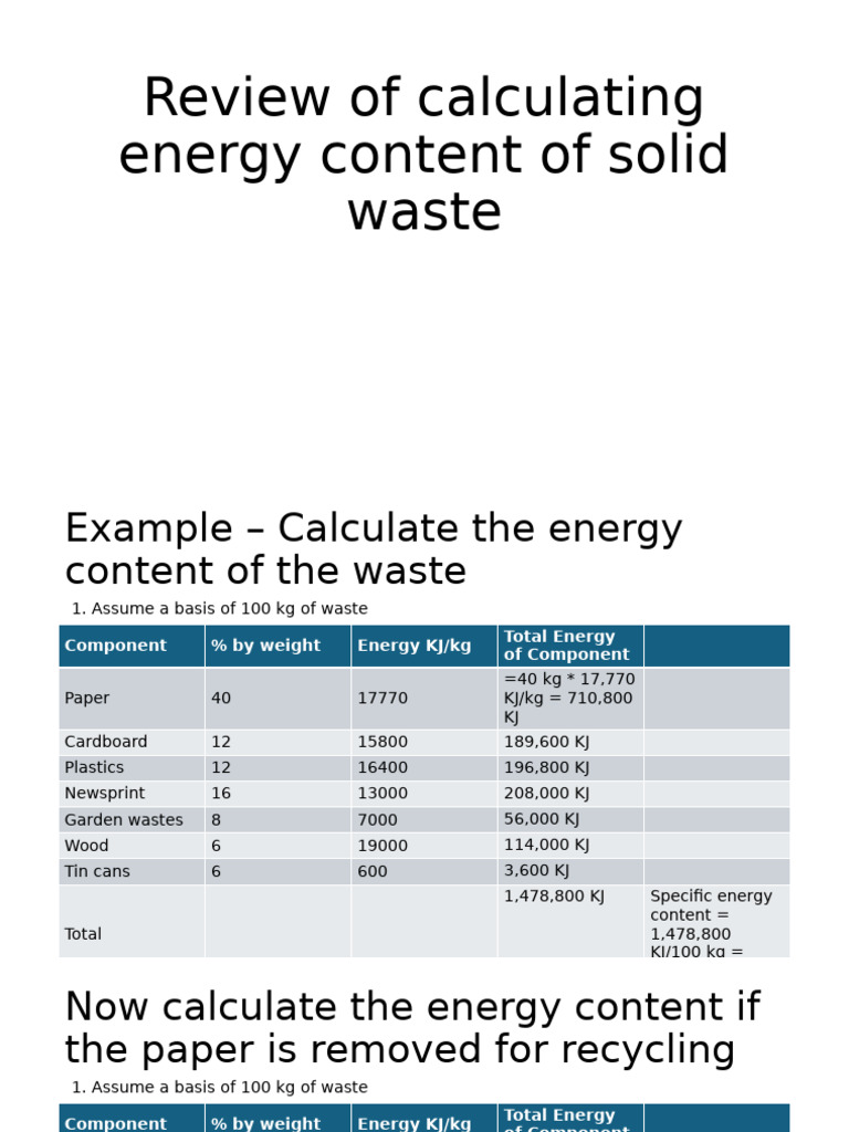 Calculating Energy Content of Waste | PDF | Recycling | Paper
