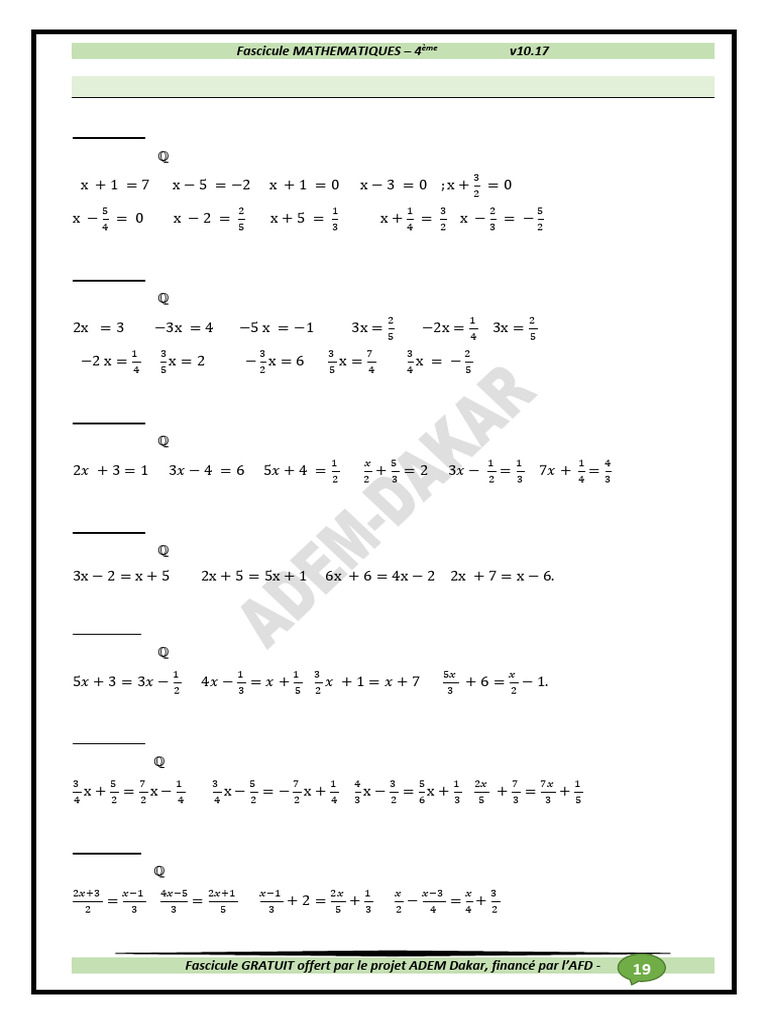 Fascicule Adem Math 4e-20-22 | PDF | Ouverture (échecs) | Théorie (échecs)