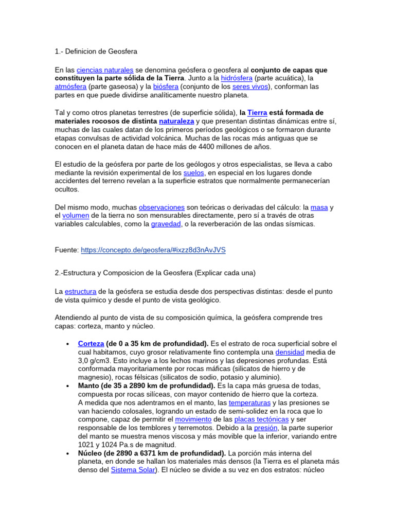 Definición y Estructura de la Geosfera | PDF | Tierra | Atmósfera