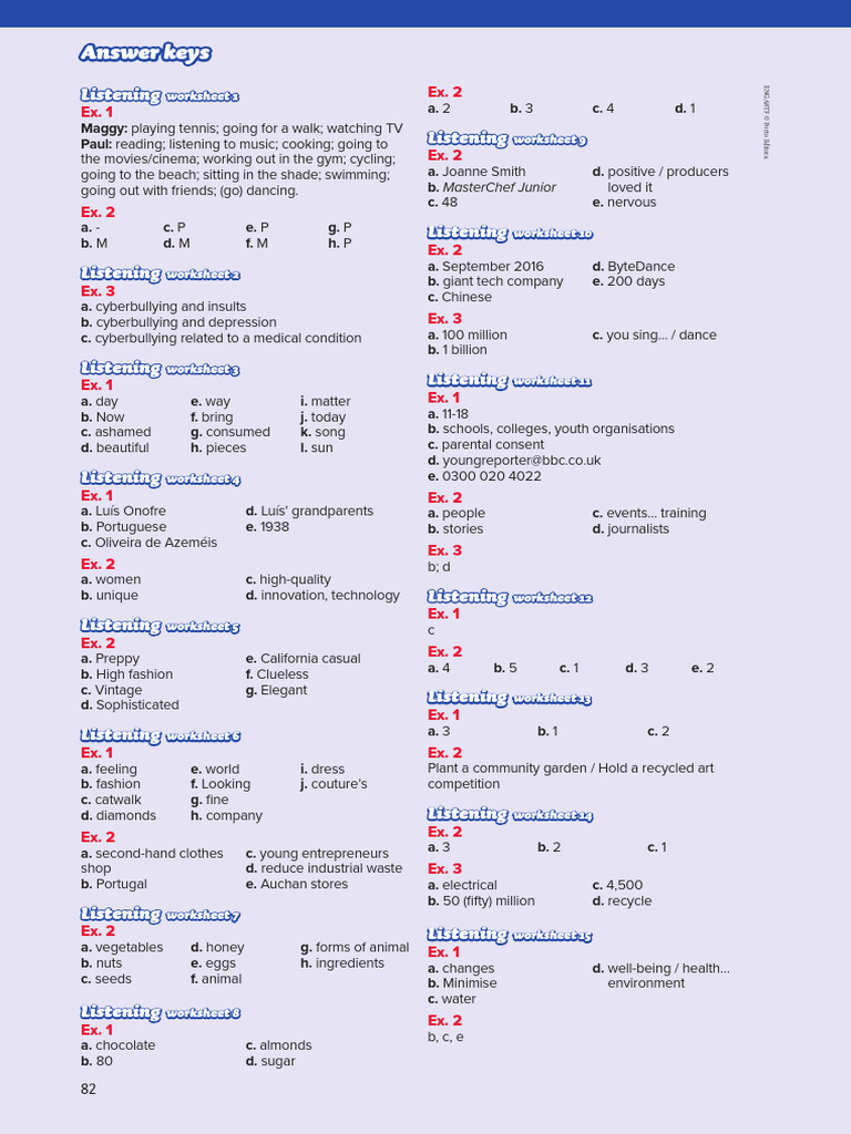 Listening Worksheets and Answer Keys | PDF | Electronic Waste ...