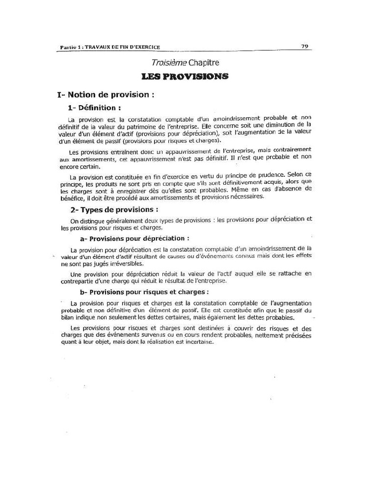 Les Provisions + La Regularisation | PDF