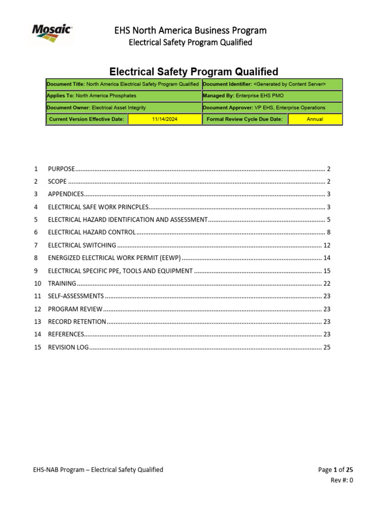 EHSS North America Program Electrical Safety Qualified | PDF | Personal ...