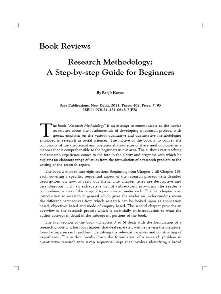 Research Methodology A StepbyStep Guide For Beginners by Ranjit Kumar ...
