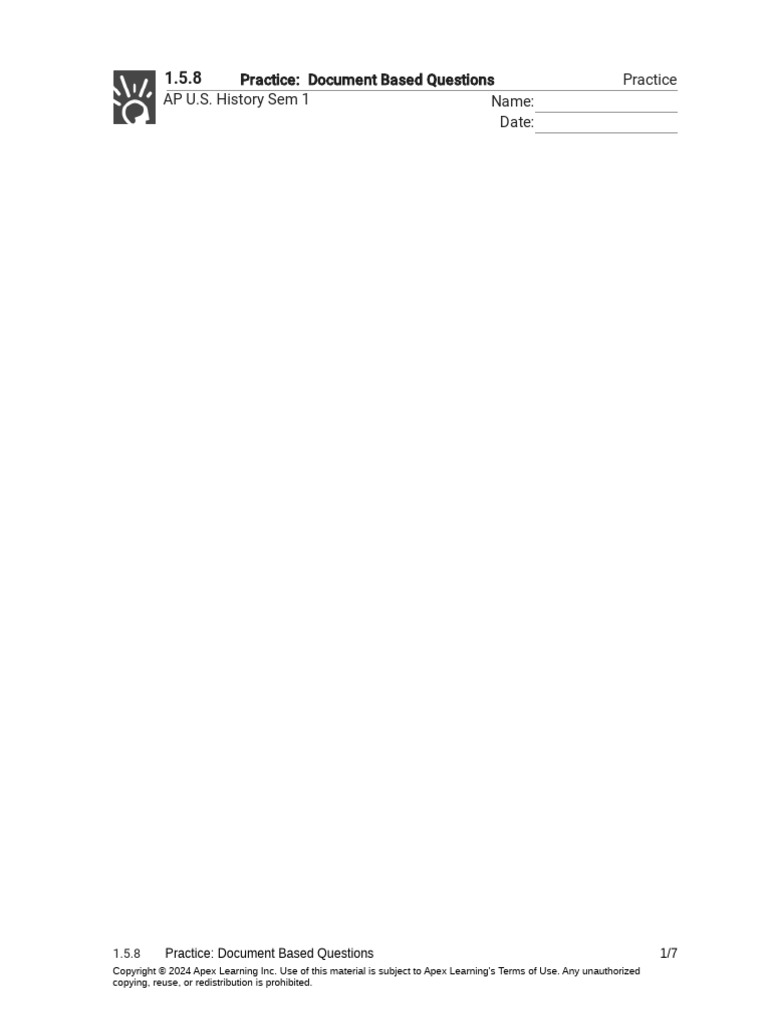 1.5.8 Practice - Document Based Questions (Practice) | PDF | Thesis ...