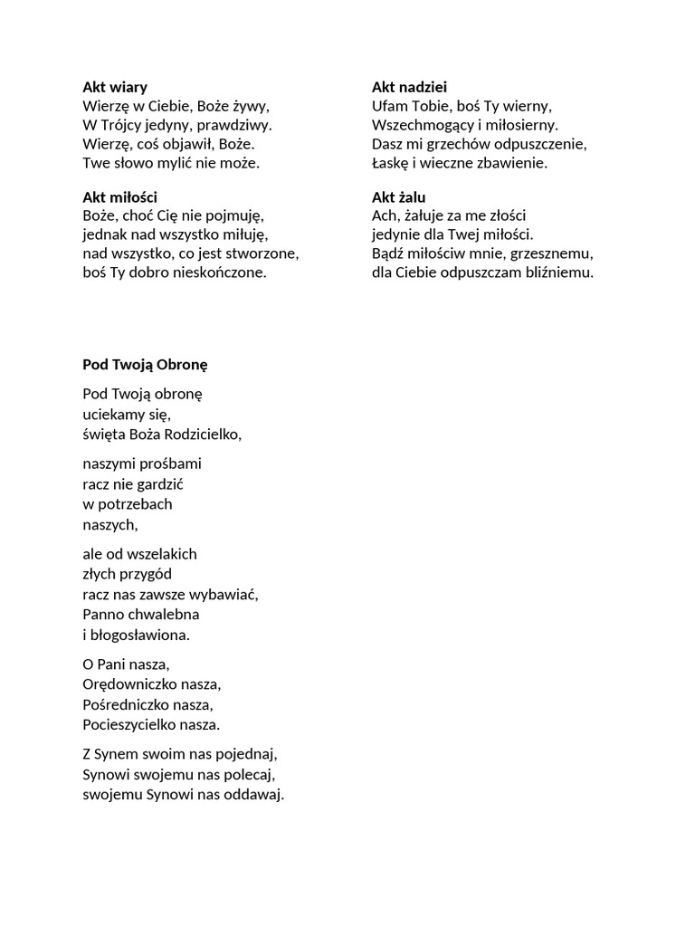 Akt WiaryAkt Nadziei | PDF