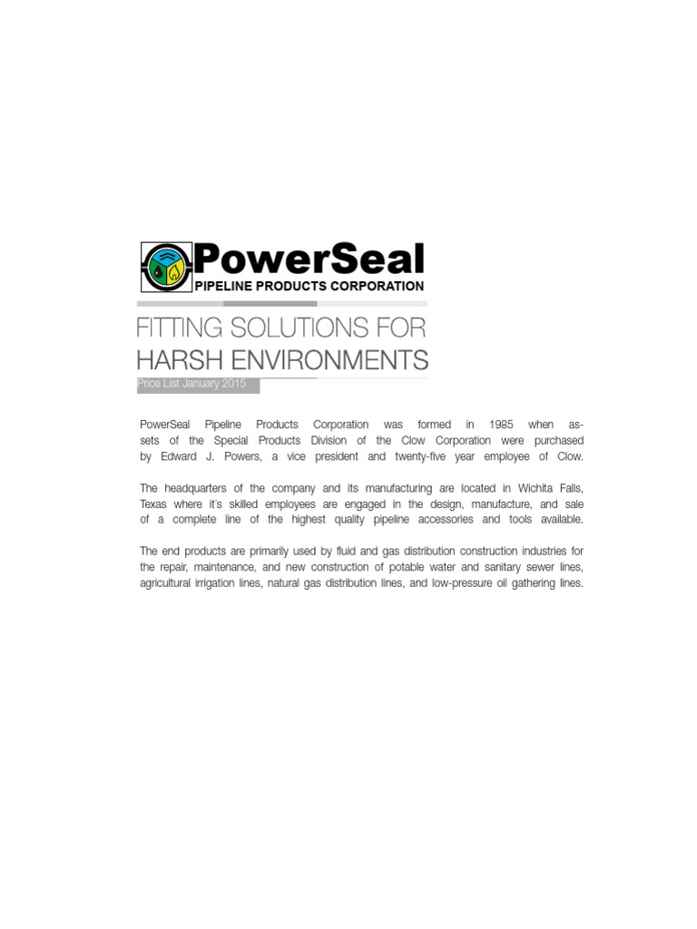 PowerSeal Pipeline Products Overview | PDF | Pipe (Fluid Conveyance ...
