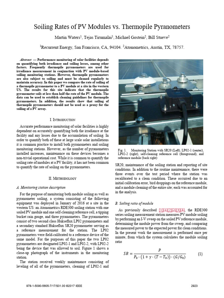 Soiling Rates of PV Modules Vs Thermopile Pyranometers | PDF | Solar ...