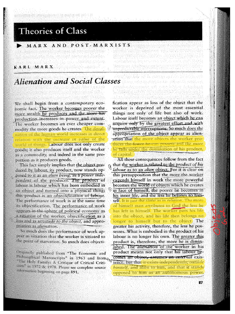 Marx - Alienation and Social Classes | PDF