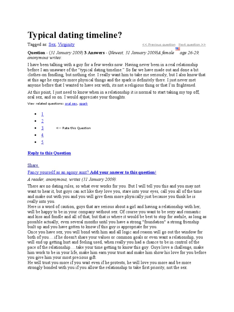Typical Dating Timeline | PDF | Sexual Intercourse | Emotions