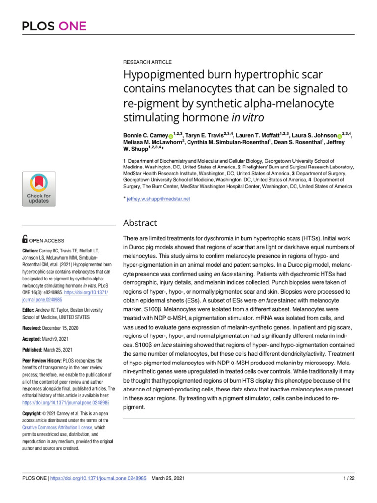 Hypopigmented Burn Hypertrophic Scar in Vitro | PDF | Cell Signaling ...