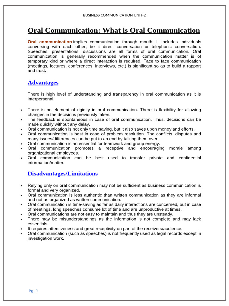 UNIT-2 Business Communication | PDF | Conversation | Psychological Concepts