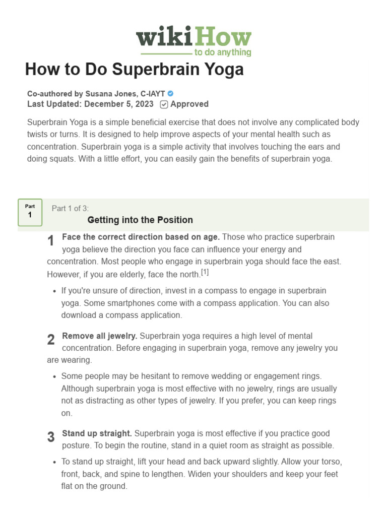 How To Do Superbrain Yoga - Wikihow-Ysg | PDF