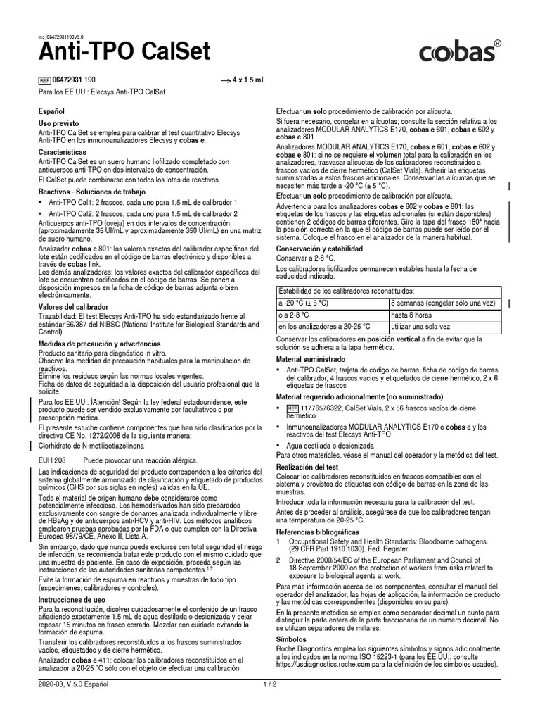 Anti-TPO CalSet - Ms - 06472931190.v5.es | PDF