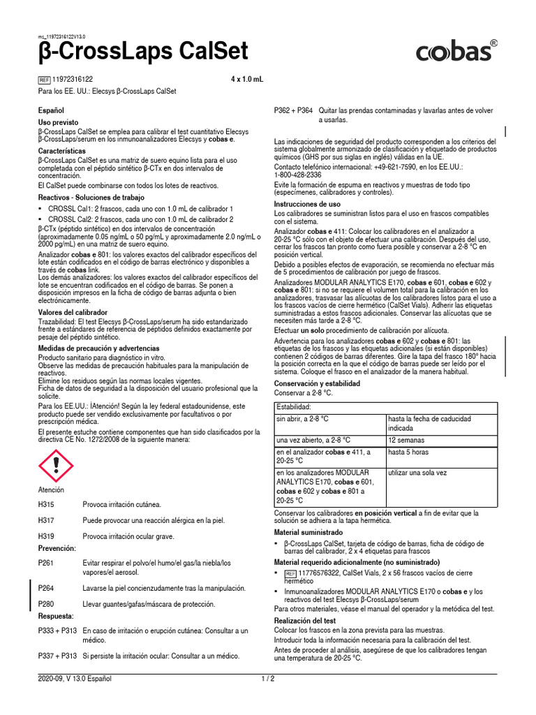 beta-CrossLaps CalSet - Ms - 11972316122.v13.es | PDF | Calibración