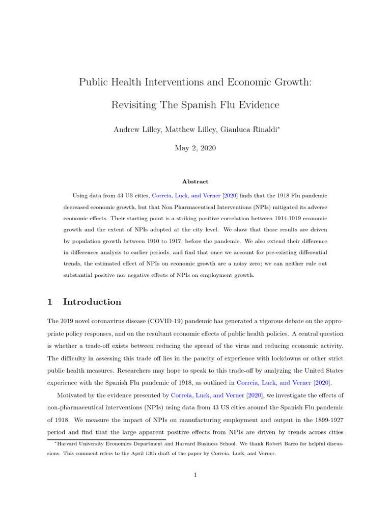 Spanish Flu and the Epidemics | PDF | Pandemic | Economic Growth