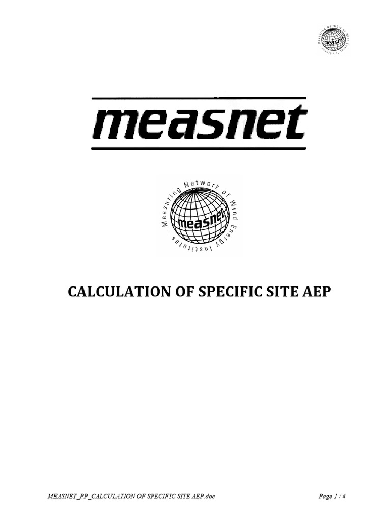 Measnet - PP - Calculation of Specific Site Aep | PDF | Wound | Applied Mathematics