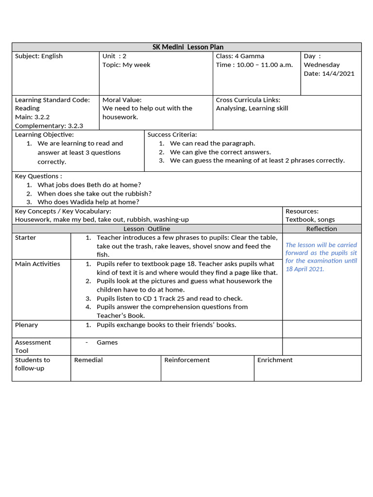 14 APR BI 4G | PDF | Reading Comprehension | Behavior Modification