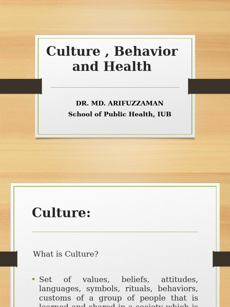 Culture Behaviour and Health | PDF