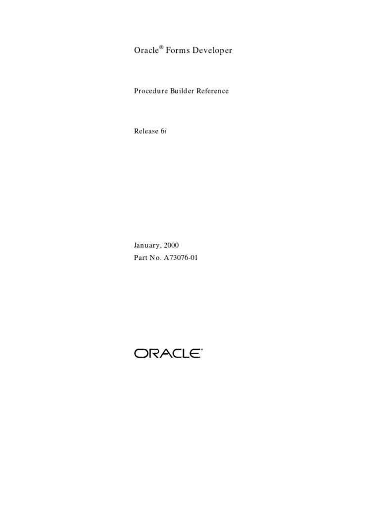 Oracle Forms Developer: Procedure Builder Reference | PDF | Subroutine | Pl/Sql