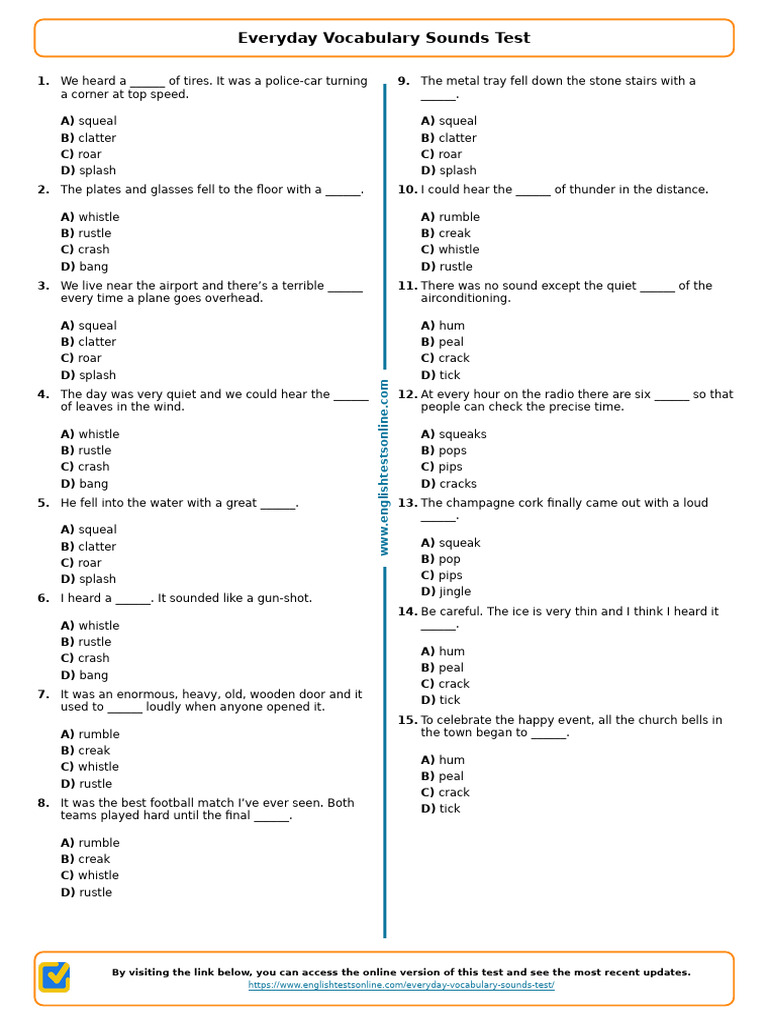 252 - Everyday Vocabulary Sounds Test | PDF