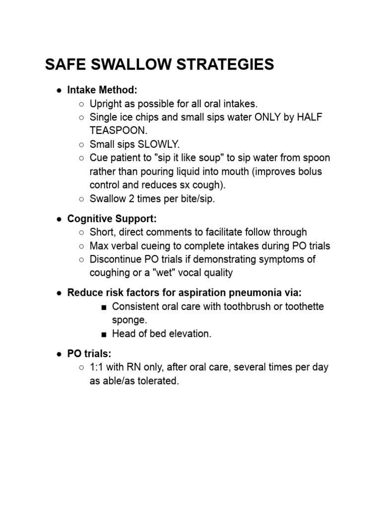 Safe Swallow Strategies (3) | PDF