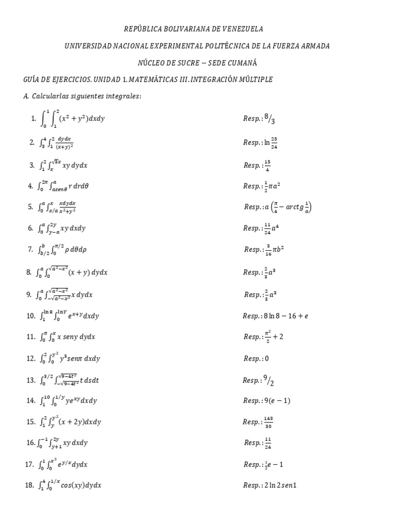 Guía de Ejercicios - Mat 3.unidad 1.-1 | PDF