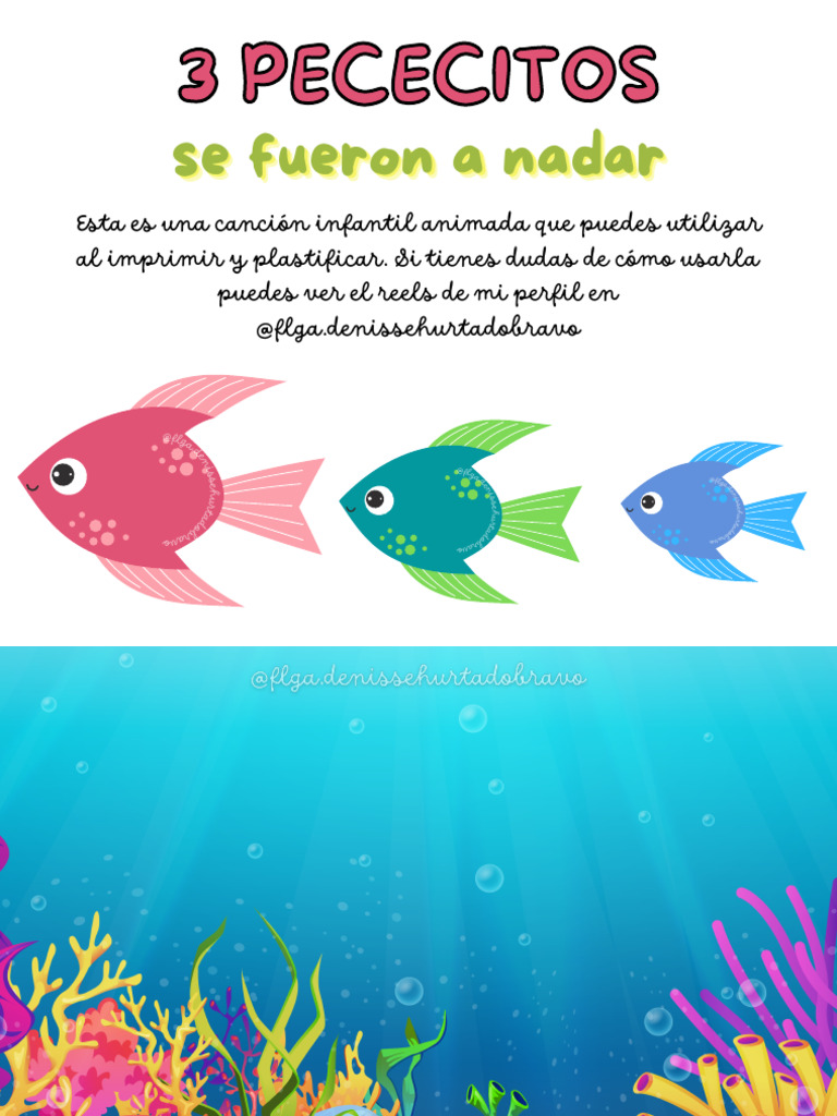 Canción Infantil: 3 Pececitos | PDF