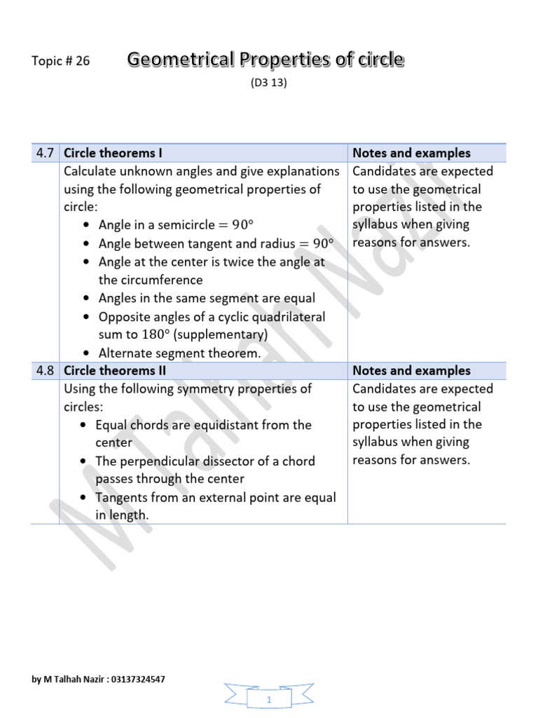 26 Circle properties | PDF | Circle | Perpendicular