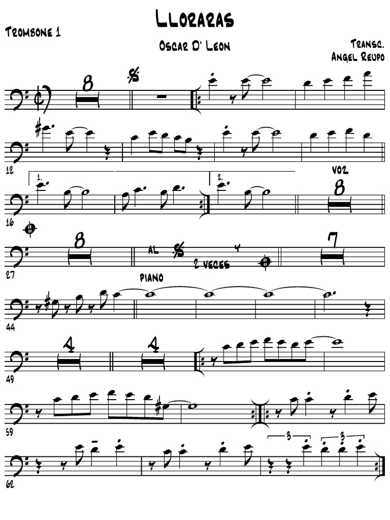 Lloraras - Trombone 1 | PDF