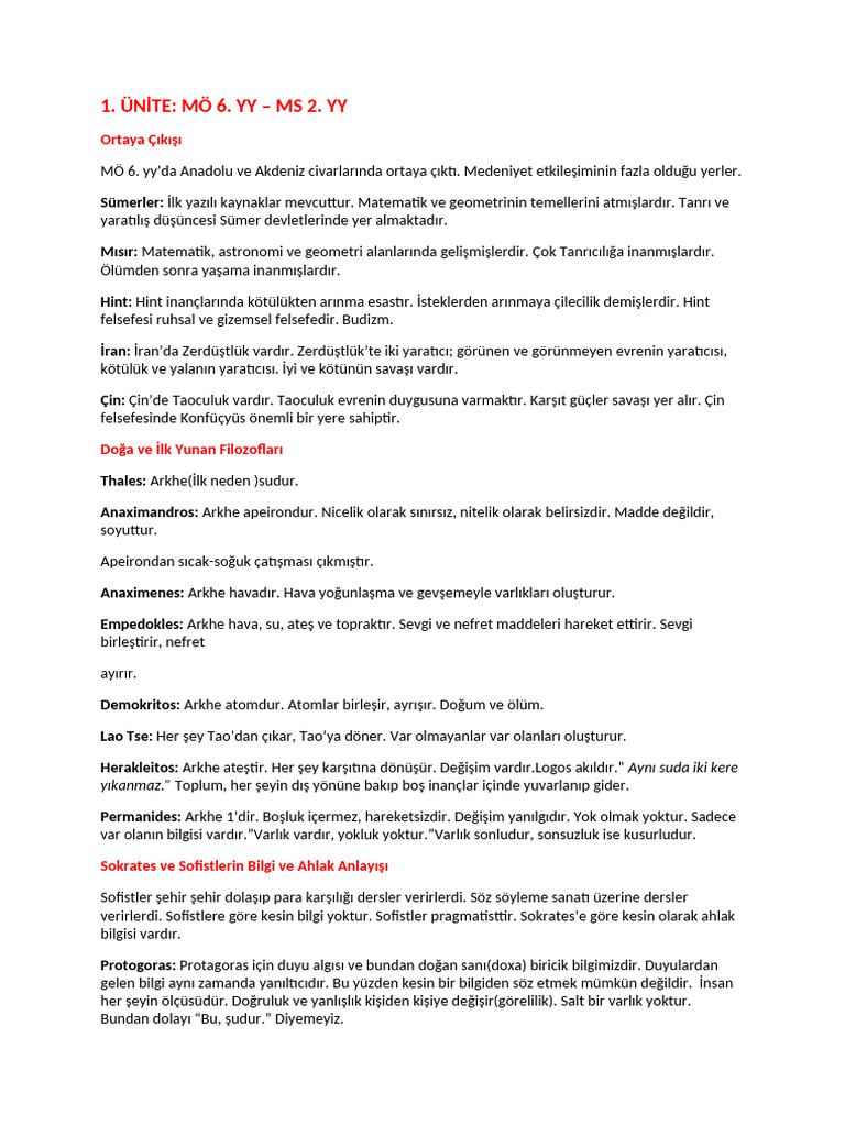 Felsefe Ders Notu | PDF