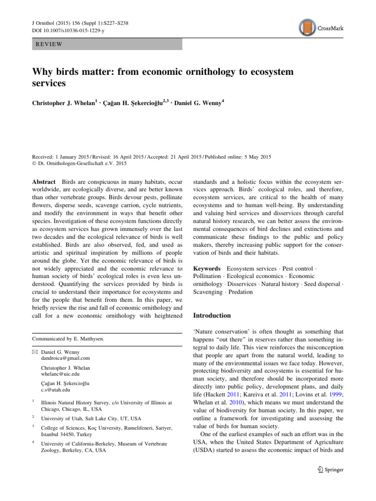 Birds' Ecosystem Services Value | PDF | Birds | Invasive Species