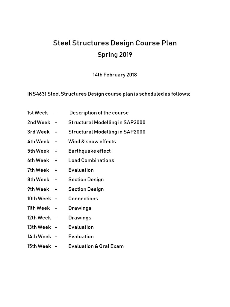 Steel Structures Design Course Plan | PDF