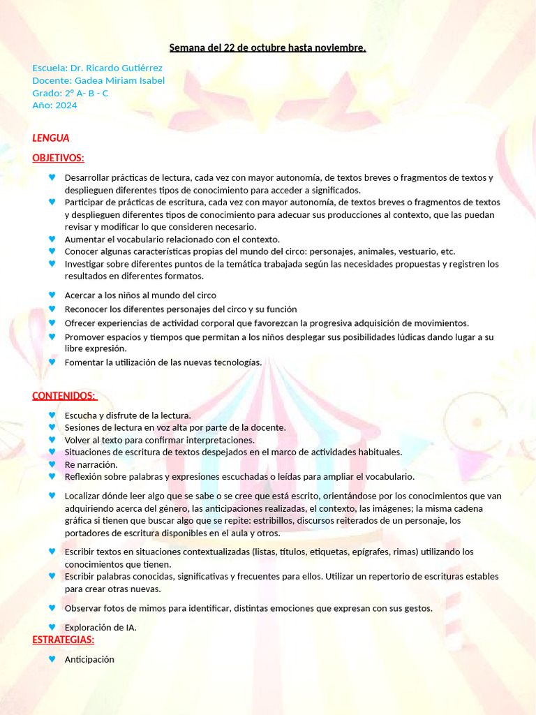 Actividadeas Desde El 22 de Octubre Al 22 de Noviembe | PDF ...