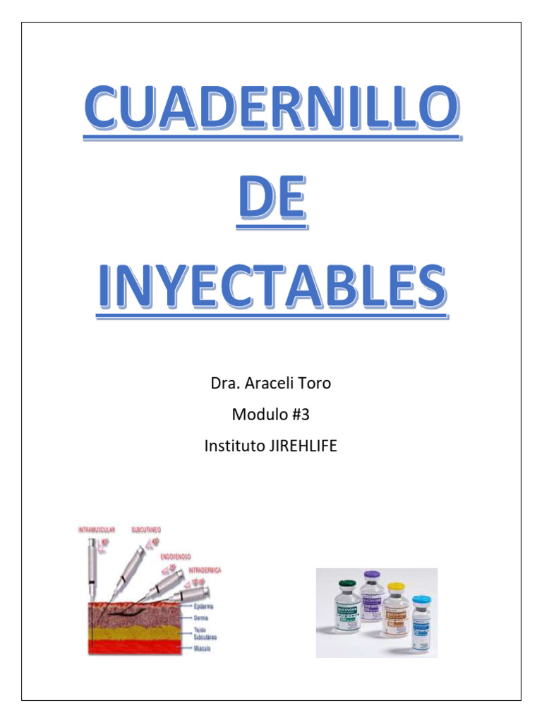 Cuadernillo de Inyectables | PDF | Inyección (medicina) | Terapia intravenosa