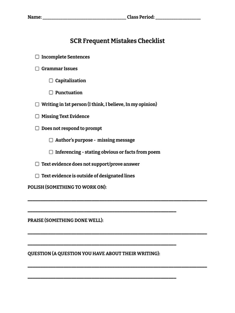 Carolina Coronado - SCR Frequent Mistakes Checklist | PDF