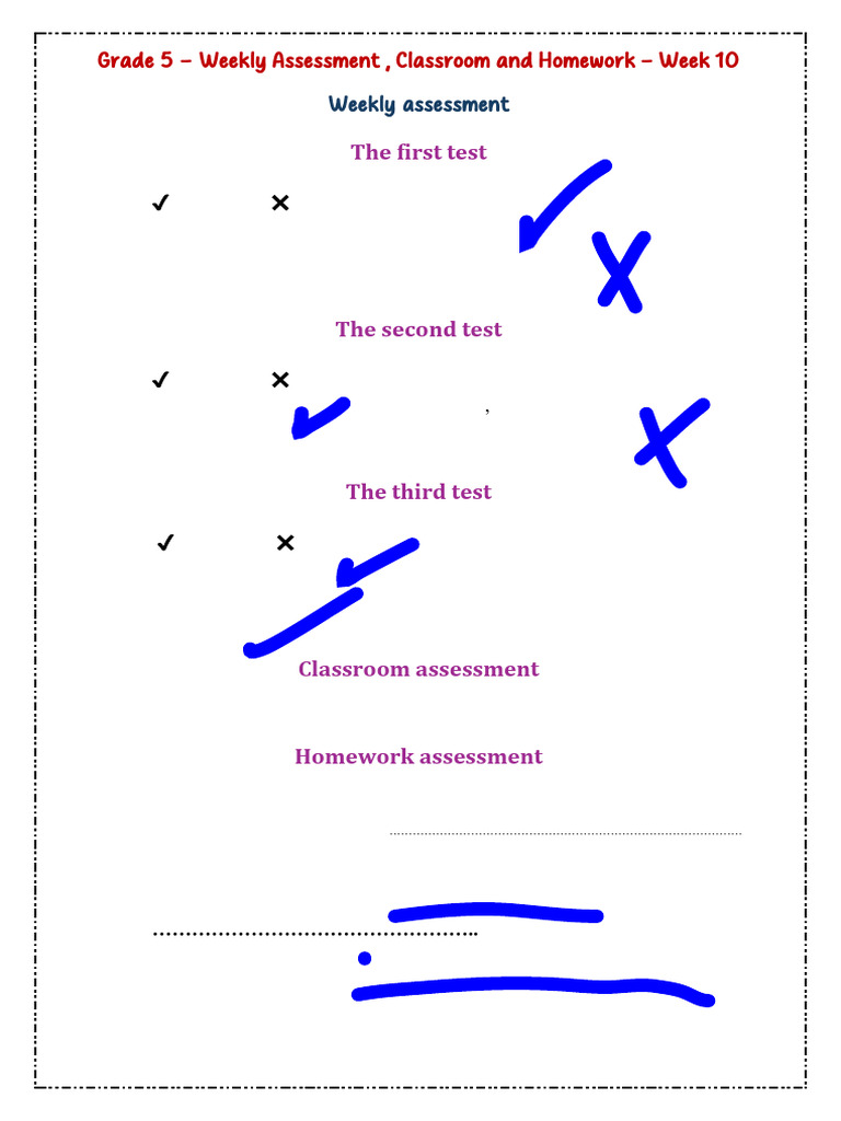 Grade 5 - Weekly Assessment, Classroom and Homework - Week 10-1 | PDF