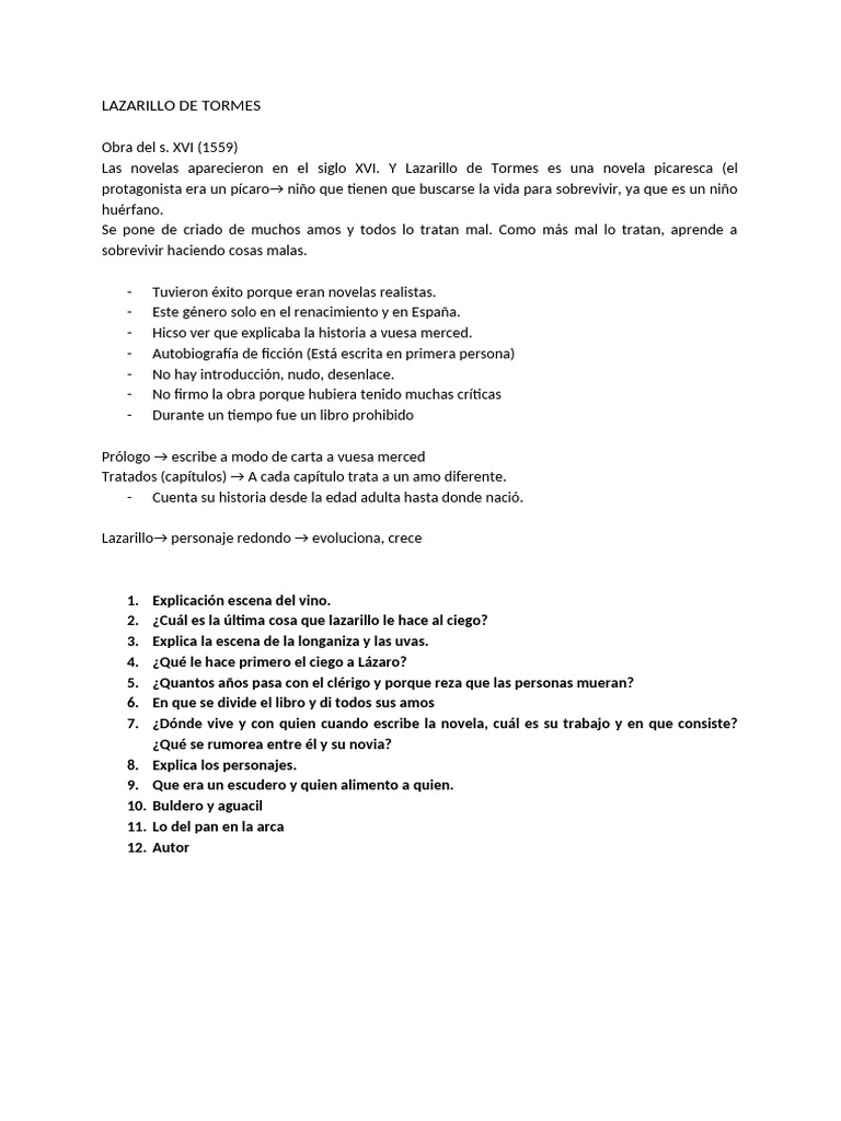 Lazarillo de Tormes | PDF