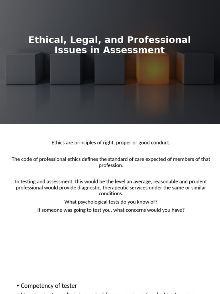 Ethical, Legal, and Professional Issues in Testing | PDF | Psychology ...