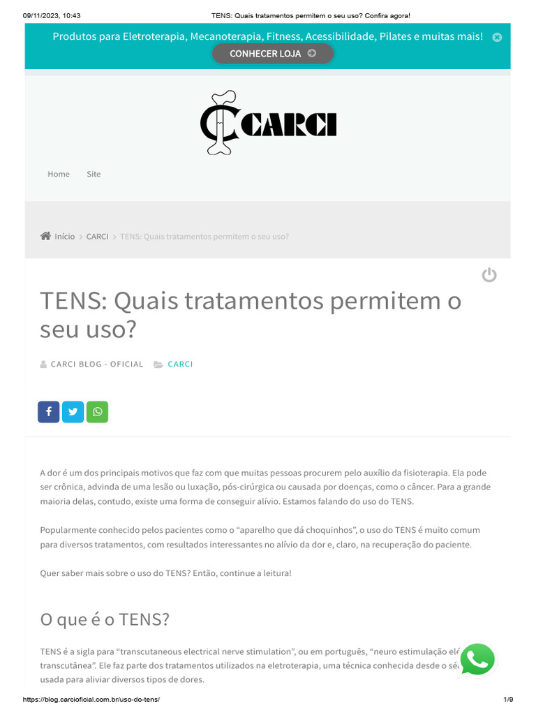 Tratamentos com TENS: Guia Completo | PDF | Dor | Fisioterapia